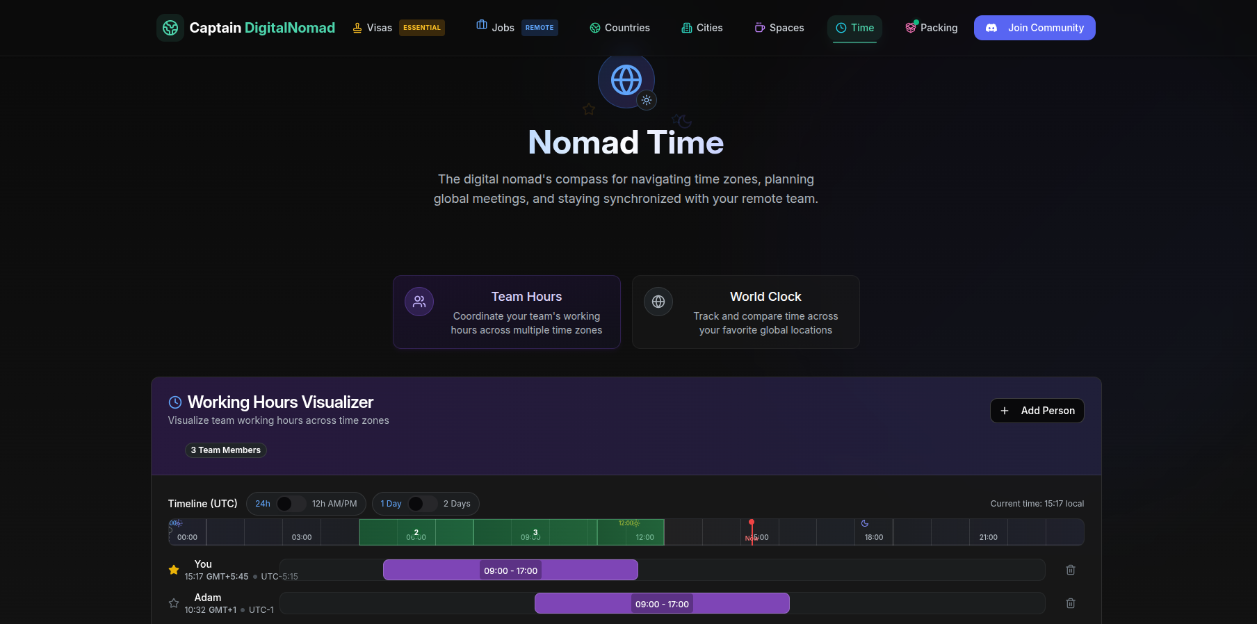 Nomad Time | Time Zone Tool for Digital Nomads | Captain Digital Nomad
